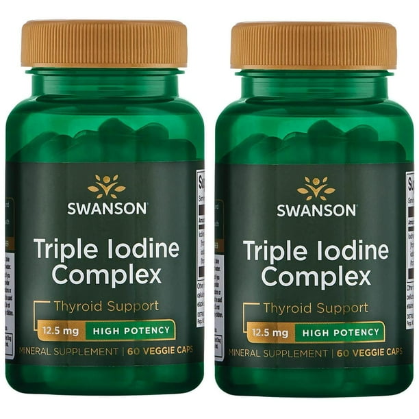 Swanson Triple Iodine Complex - High Potency 12.5 mg 60 Veg Caps 2 Pack ...