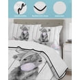 Farm Animal Quilts Bedding Set King Size Gray Shower Cap Tub Funny Calf ...