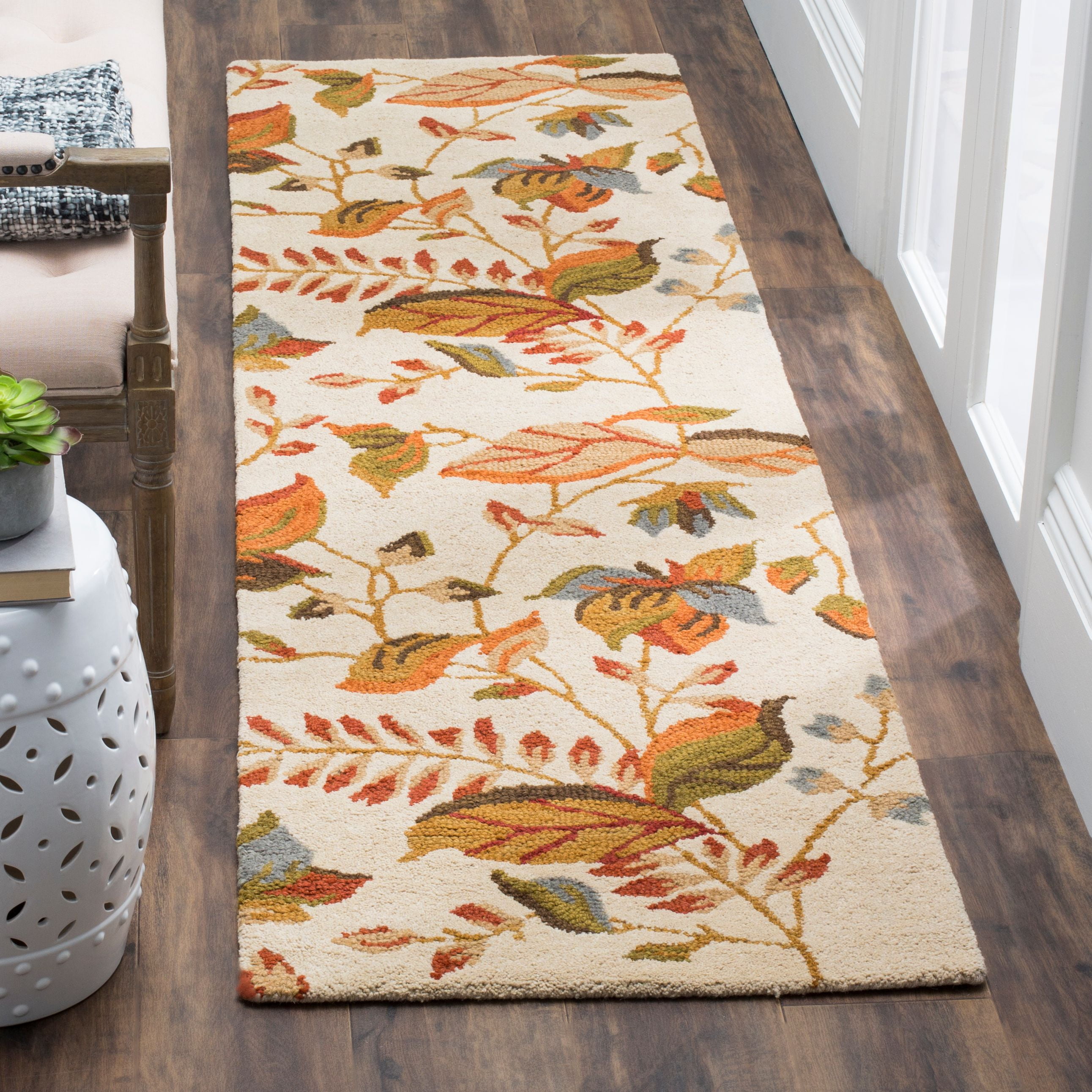 Safavieh Blossom Evelyn Floral Wool Runner Rug, Beige/Multi, 2'3" x 8 ...