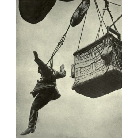 German Ww1 Observer Jumping From Burning Balloon Harnessed To A ...