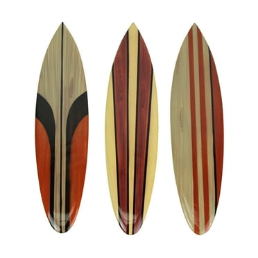 Zeckos Hand Crafted Wood Tiki Surfboard Wall Hanging Set of 2 - Walmart.com