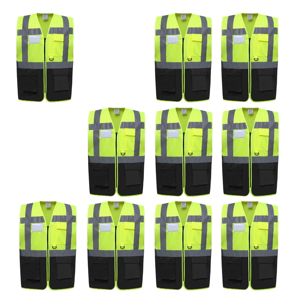 GOGO 5 Pockets High Visibility Safety Vest with Reflective Strips, 10 ...