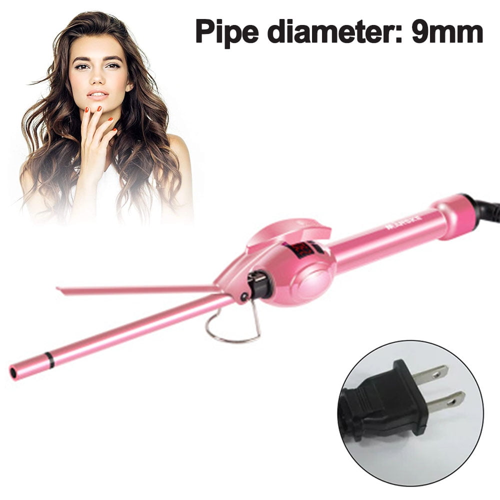 Zctt 9mm Thin Curling Iron Ceramic  3/8 Inch Small Barrel Curling Wand For Long & Short Hair  Lcd Display With 9 Heat Setting
