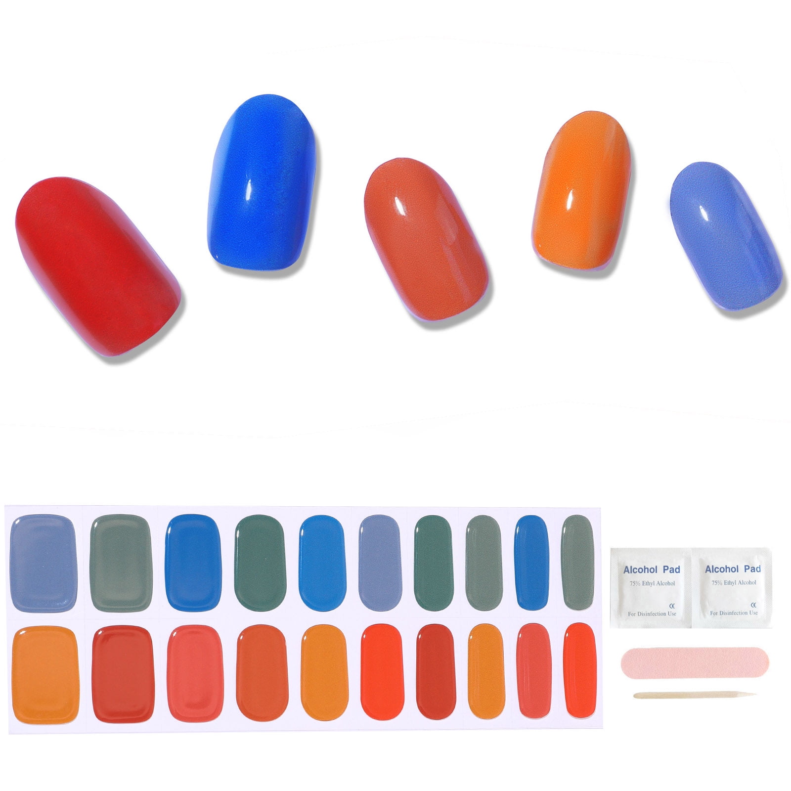 Nail Stickers Full Nail Semi-Cure Gel Pattern Nail Art Design Manicure ...
