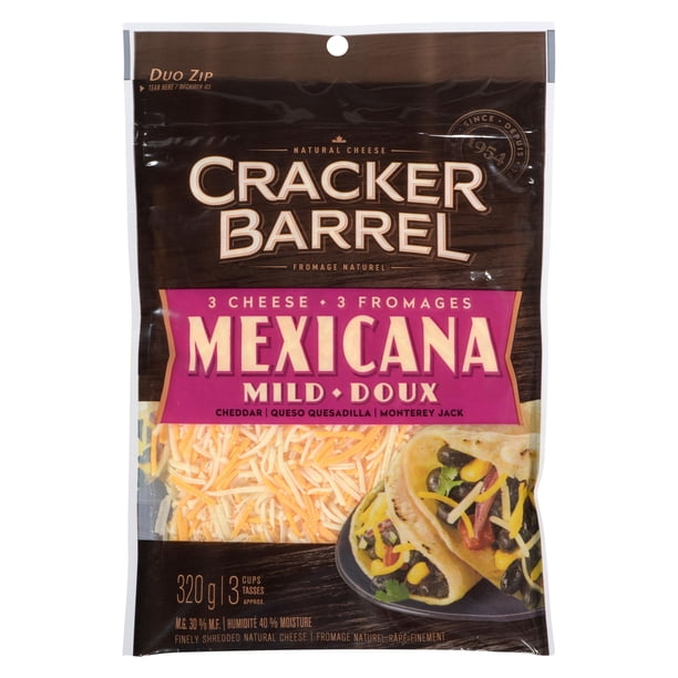 Cracker Barrel 3-Cheese Mexicana Shredded Cheese, 320g - Walmart.ca