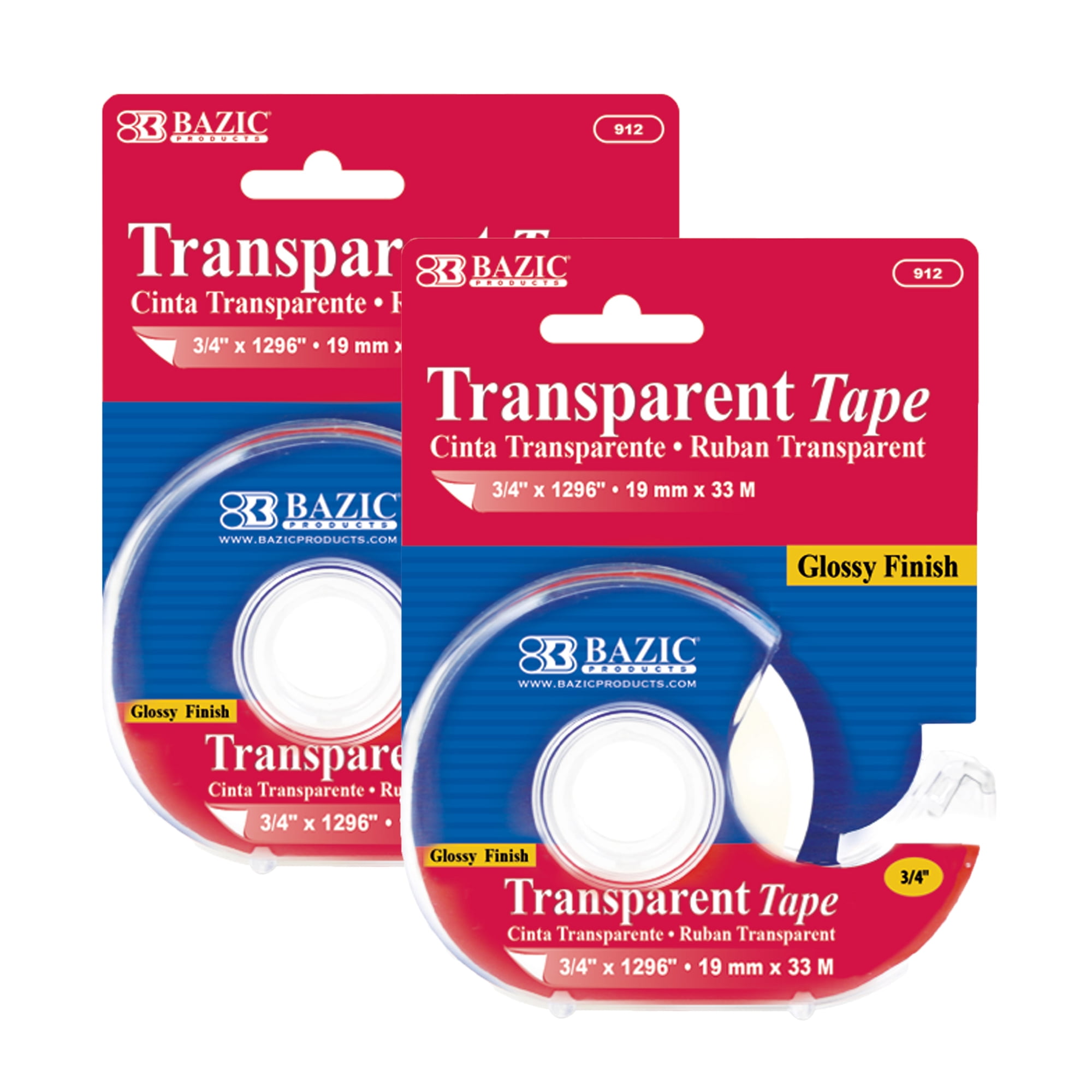 BAZIC Clear Tape w/ Dispenser 3/4" X 1296", Transparent Stationery ...