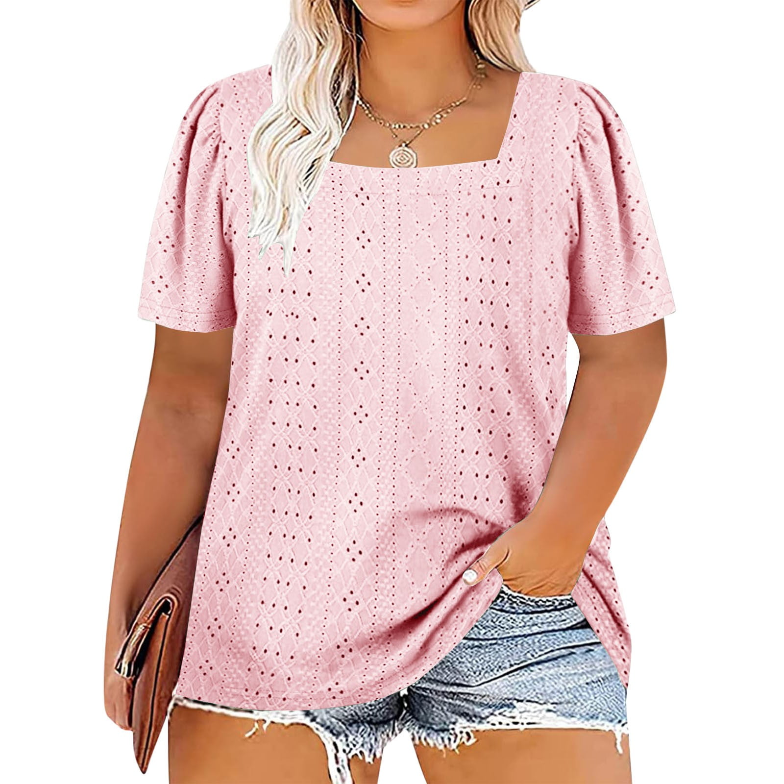 Click here for Aherbiu Plus Size Womens T Shirts Square Neck Over... prices