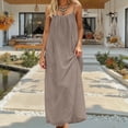 adviicd Women's Solid Color Open Back Spaghetti Strap Beach Maxi Dress ...