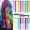 Powiller 24 Pcs Colorful Rainbow Hair Extensions for Kids, Braid-Ready ...