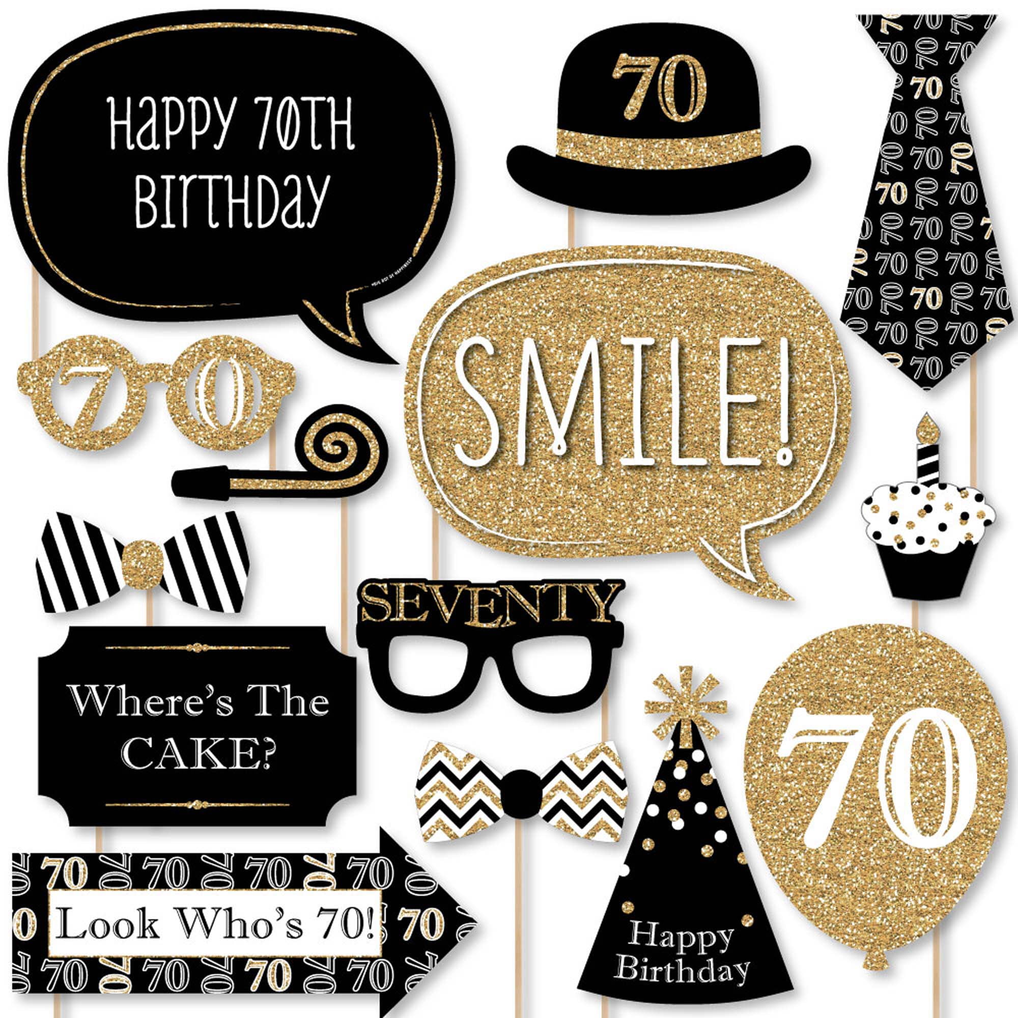 Big Dot of Happiness Adult 70th Birthday - Gold - Birthday Party Photo ...
