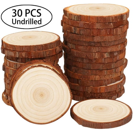 Wood Discs Pack of 30 Wood Log Discs 6-7 cm Unfinished Wood Circles ...