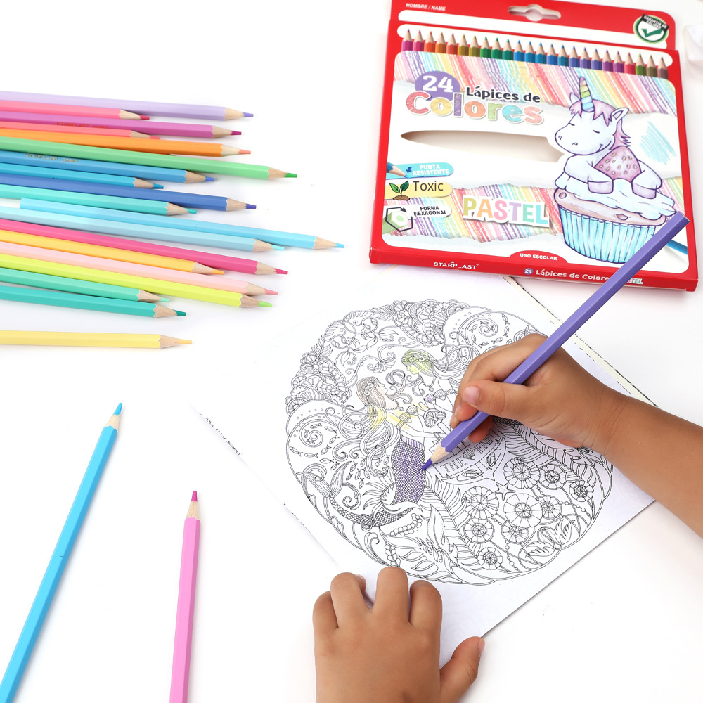 Caja de 24 colores, bolígrafo Macaron, lápiz de alto color, pintura artística, Festival de ...