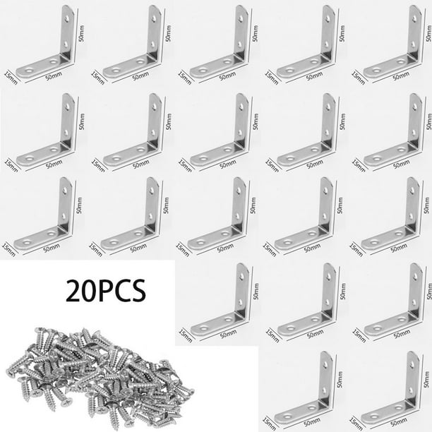 20 Pcs (approx 16*50*50mm) 90 Degree Right Angle Bracket, Metal Bracket ...