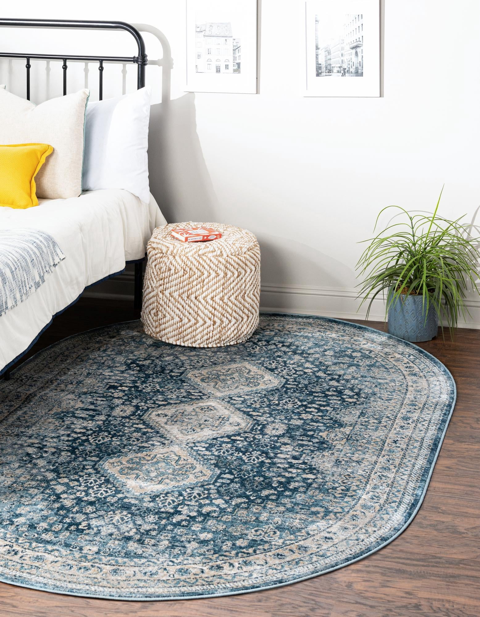 Rugs.com Newport Collection Rug – 5' 3 x 8' Oval Navy Blue Medium Rug ...