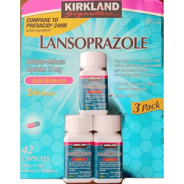 Kirkland Signature Lansoprazole 15 mg. Acid Reducer, 42 Capsules ...