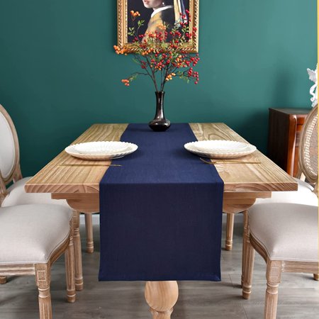 HTAIGUO Off White Linen Table Runner 108 inches Long,Rustic Farmhouse ...