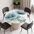 Blue Flower Round Fitted Table Cover Watercolor Floral Abstract Modern ...