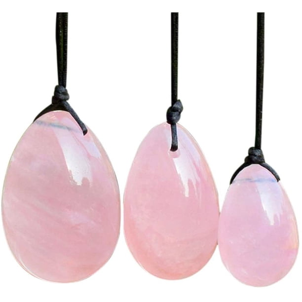 3pcs Rose Quartz Yoni Egg Crystal Drilled Egg Jade Stone Egg for Women ...