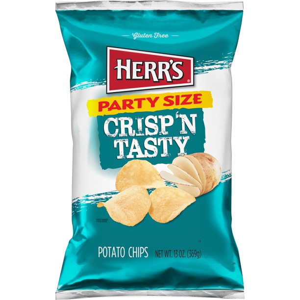 Herr's Crisp 'N Tasty Regular Potato Chips 13oz Party Size - Walmart.com