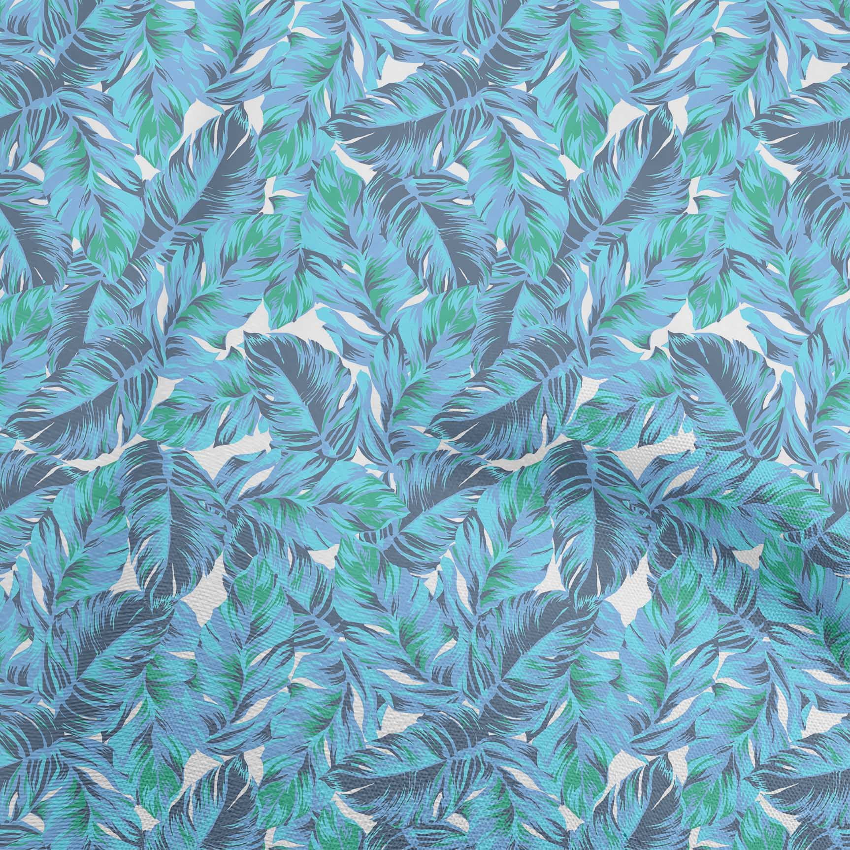 oneOone Cotton Poplin Light Blue Fabric Tropical Leaf Quilting Supplies ...