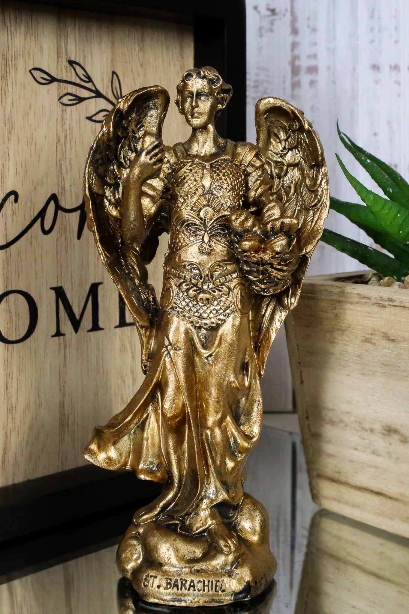 Ebros Bronzed Archangel Saint Barachiel Statue Blessings Of God 5"H ...