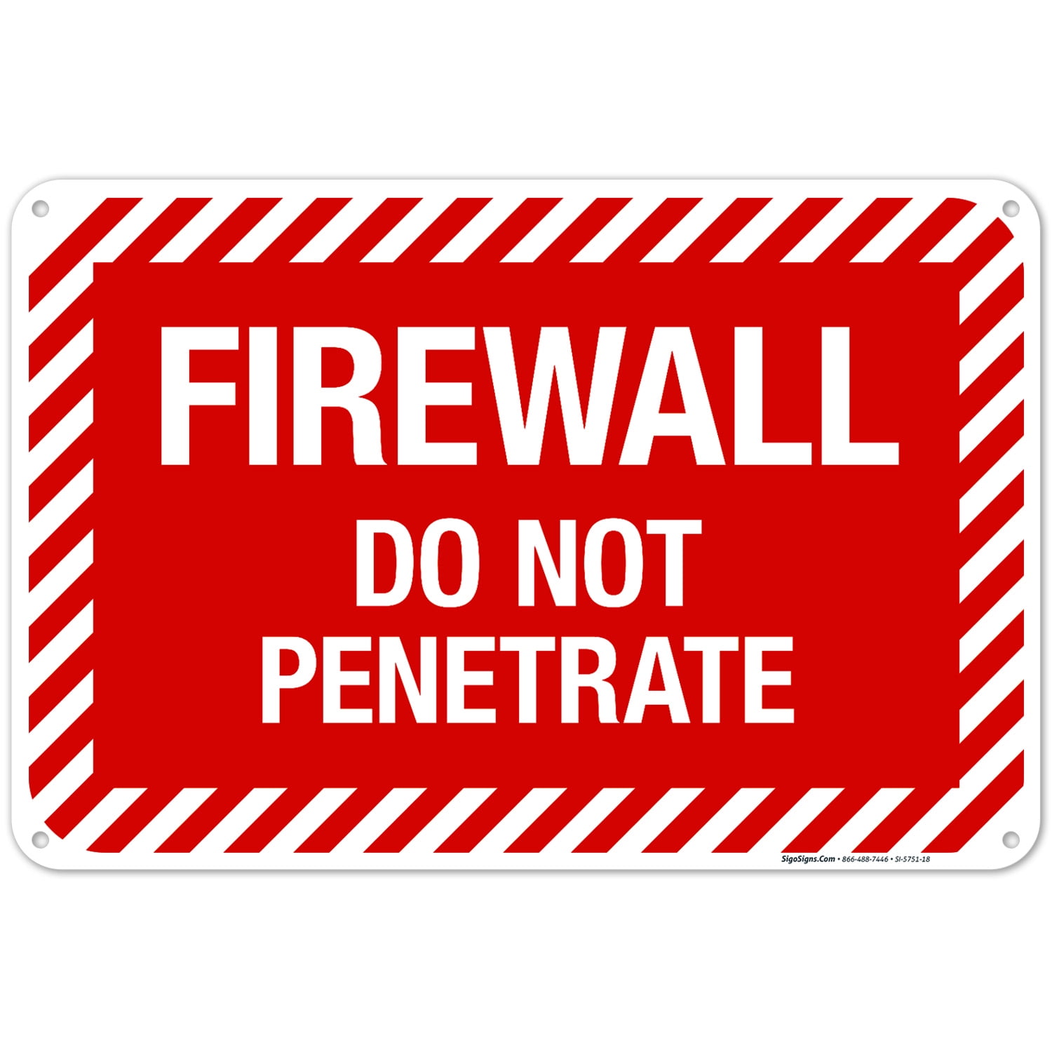 Firewall Do Not Penetrate Sign, Fire Safety Sign, - Walmart.com
