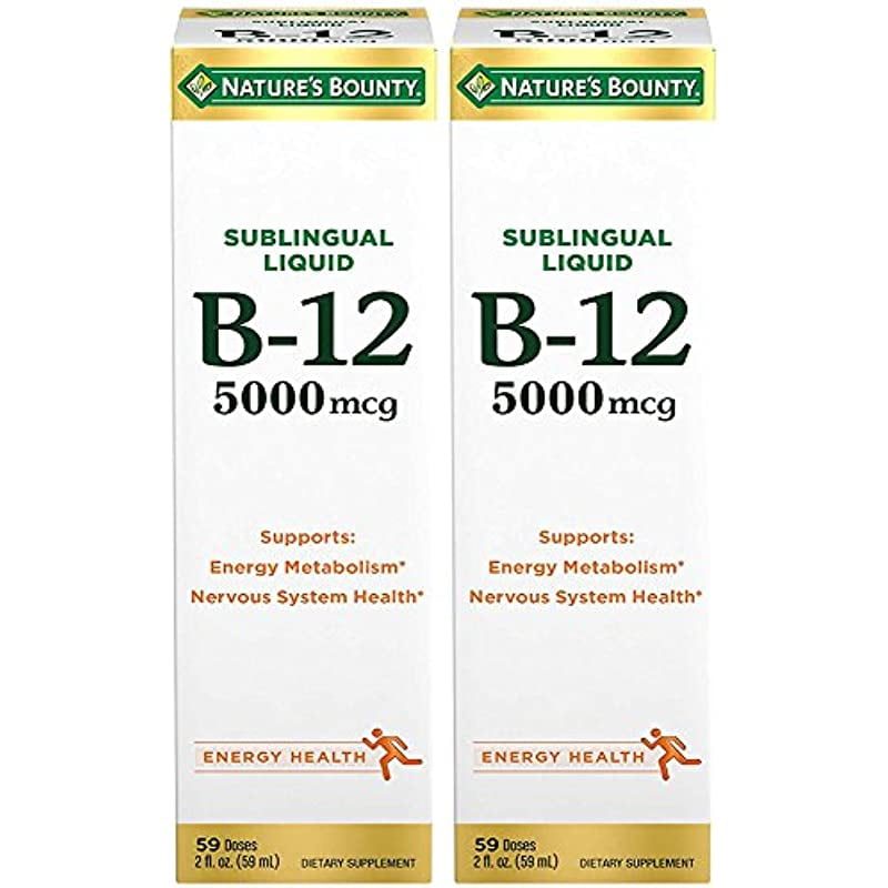 Nature's Bounty B-12 5000 mcg Sublingual Liquid Energy Health, 2 Fl Oz ...