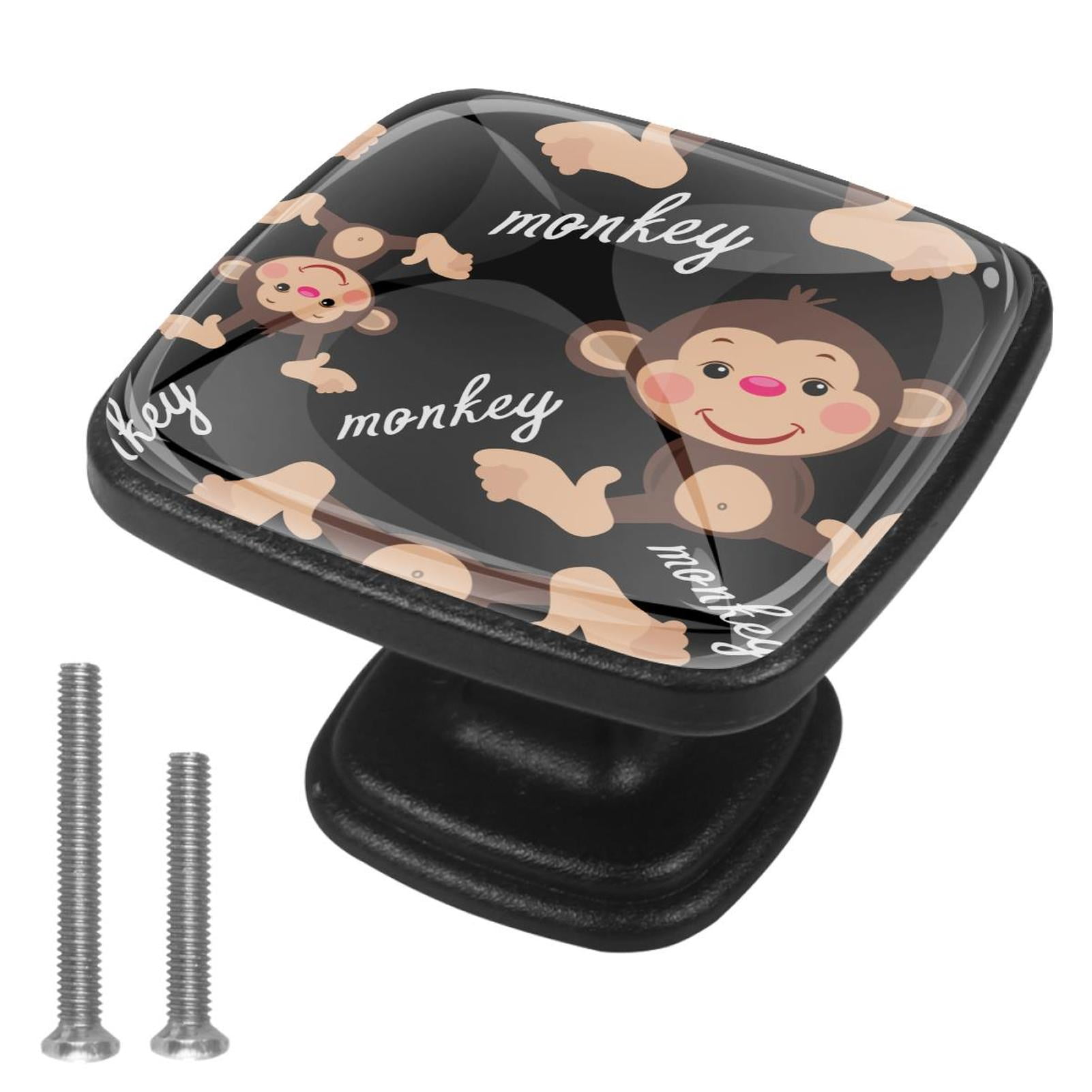 4 Pcs Cabinet Handle Drawer Pulls monkey Knobs with Screws Square ...