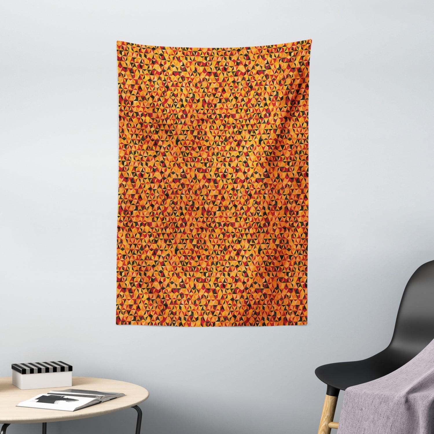 Geometric Tapestry, Polygon Triangles in Tangerine Tones Forming ...