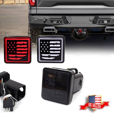 CZC AUTO Red Lens Trailer Hitch Cover with 12 LED Brake Light Fit 2 ...