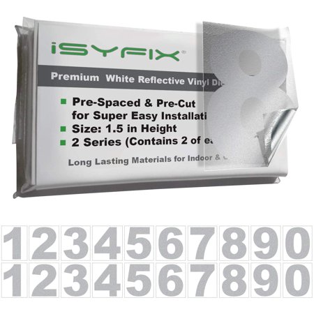 Silver Brushed Vinyl Numbers Stickers - 3 Inch Self Adhesive - 2 Sets ...