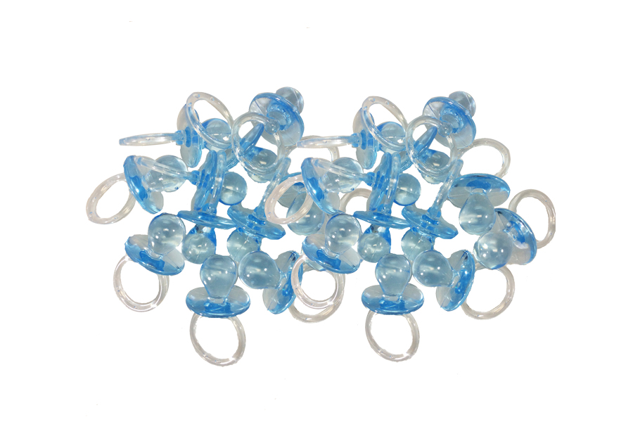 144 Pieces of 0.75" Inch Clear Blue Plastic Baby Pacifier for Party ...