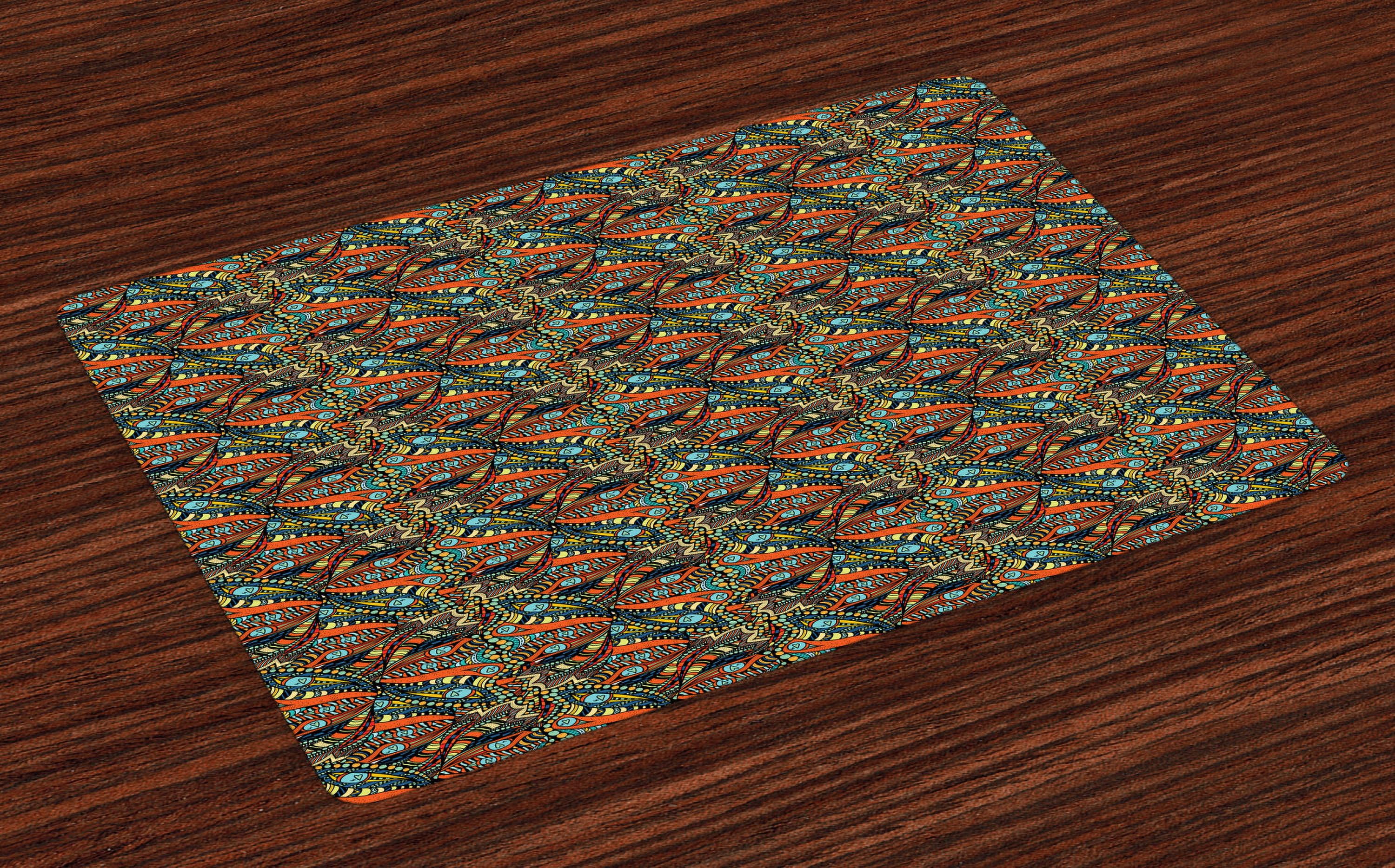 Ambesonne Funky Place Mats Set of 4, Abstract Waves Pattern, Standard ...