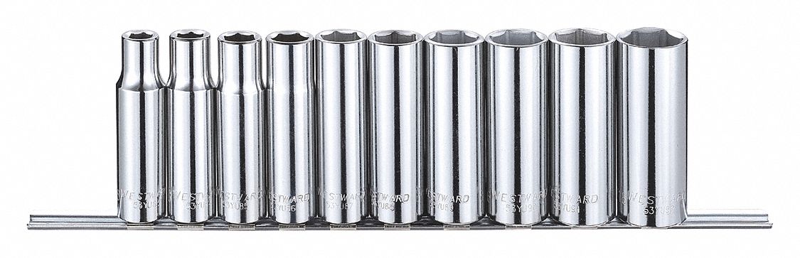 Westward Socket Set,Chrome, 6Pt 53PN59 - Walmart.com