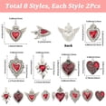 16Pcs 8 Styles Alloy Enamel Pendants Silver Heart Charm Red 23~41x20 ...