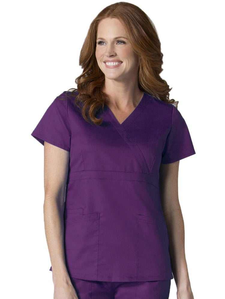 EON Women's COOLMAX® Mock Wrap Mesh Panel Solid Scrub Top - Walmart.com