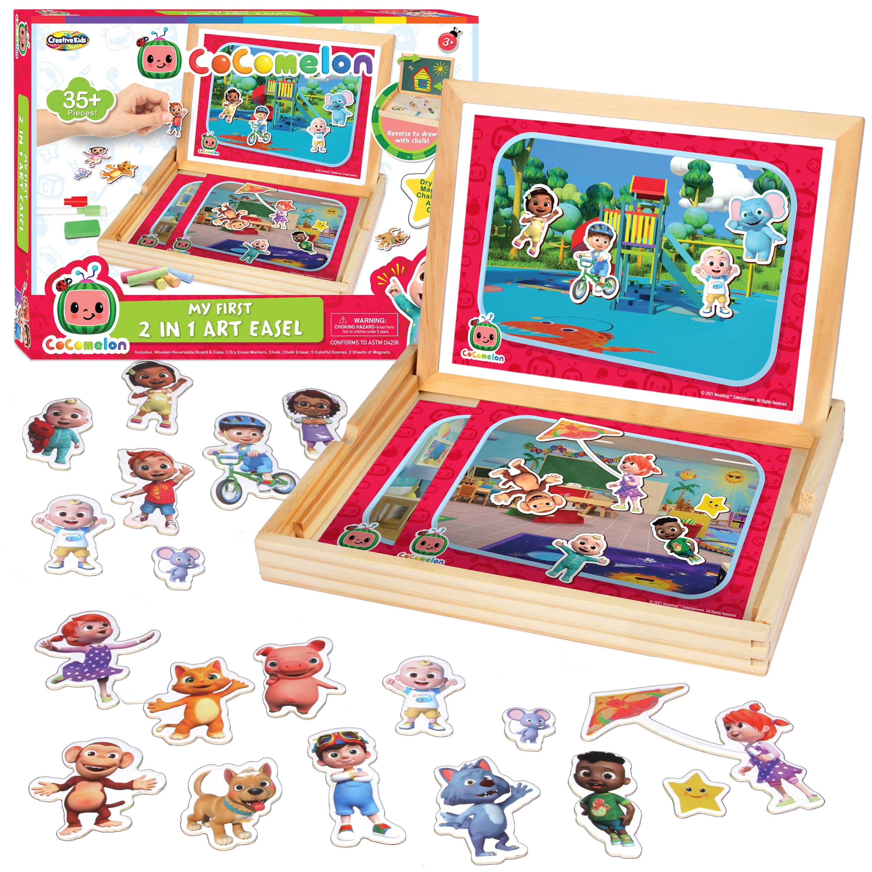 Cocomelon 2 in 1 Art Easel - Chalkboard & Whiteboard for Kids With ...