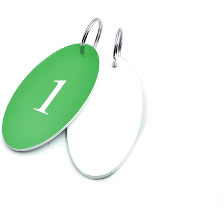 Oval, Green , Key Fobs, Key Tags, Key Rings, Numbered 1 to 5 - with ...
