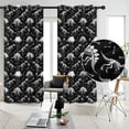 Dinosaur and Bone Black Pattern Blackout Curtains,Triple Weaved Fabric ...