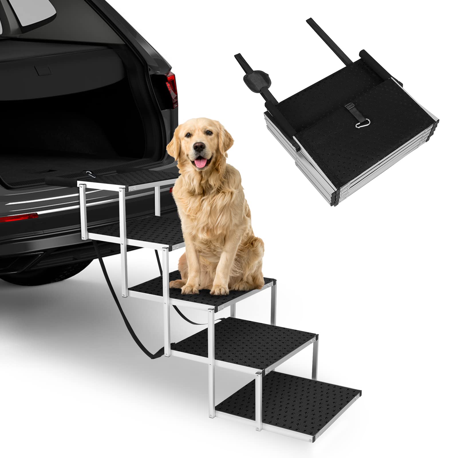 SMONTER Dog Ramp for Car Extra Wide Pet Stairs Dog Steps Dog Stairs for ...