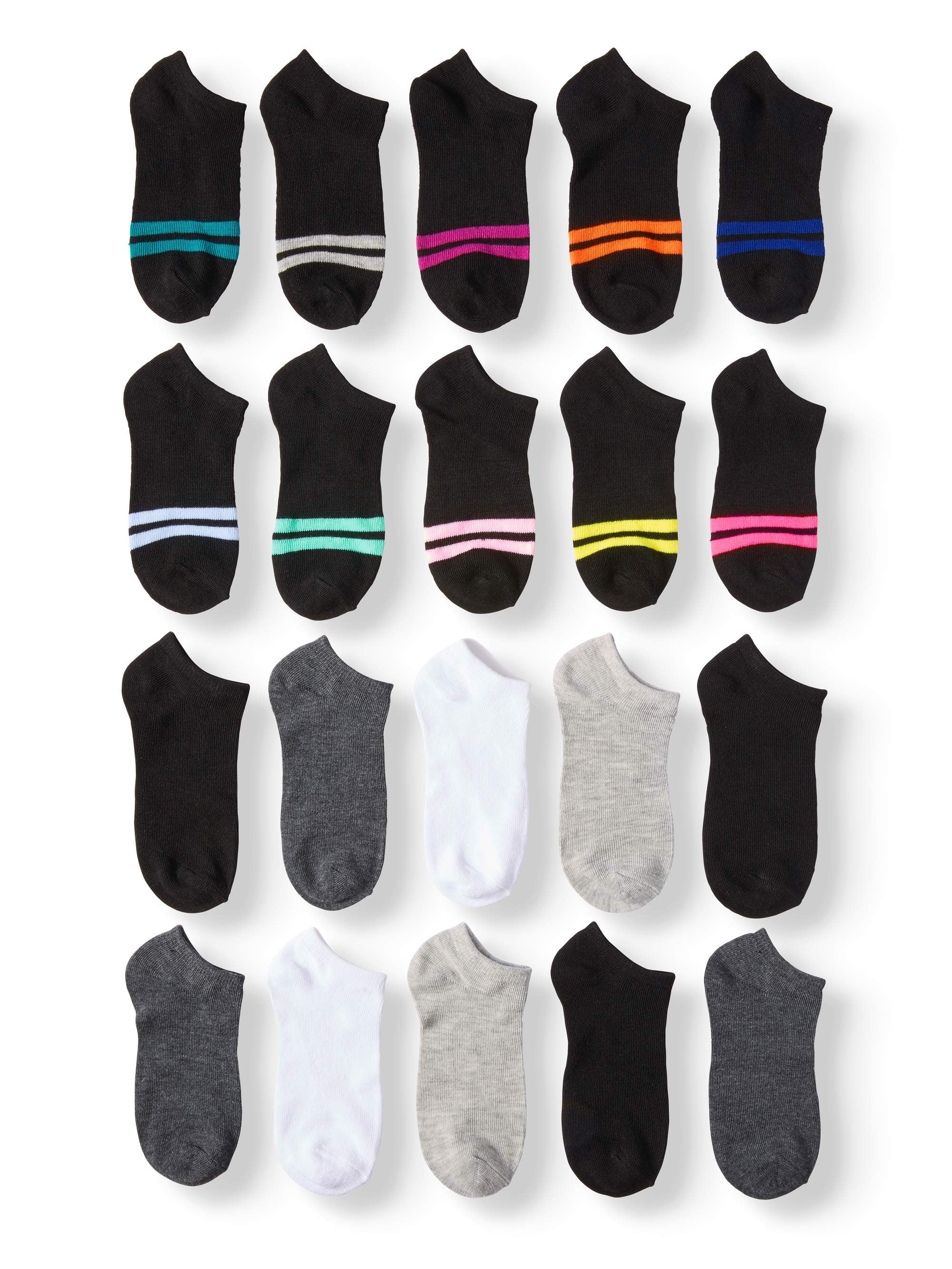 Wonder Nation Girls Socks, 20 Pack No Show Fashion, Sizes S-L – Walmart ...