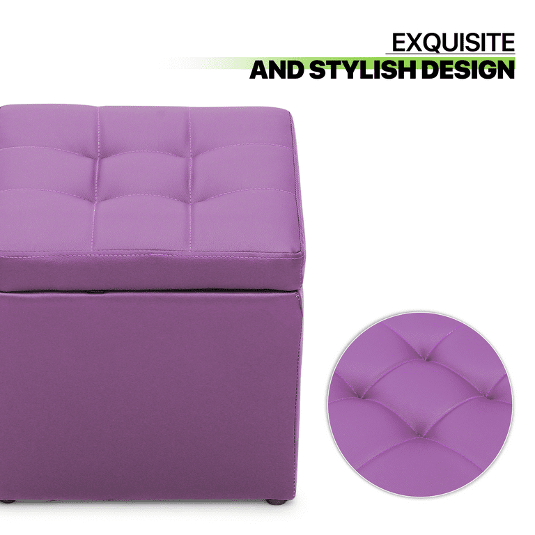 Purple leather ottoman store