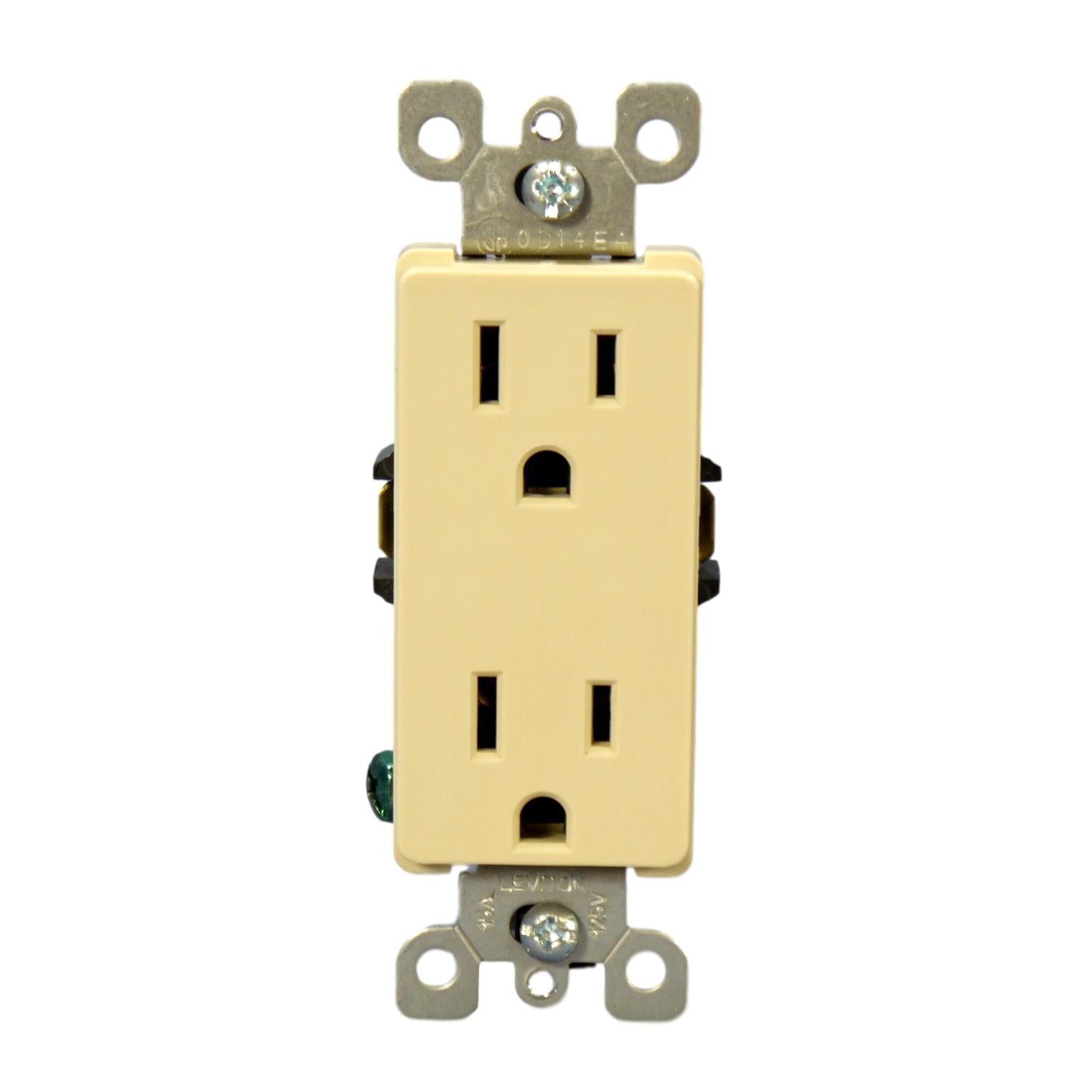 Leviton Ivory Decora Receptacle Duplex Outlet NEMA 5-15R 15A 125V 5328 ...