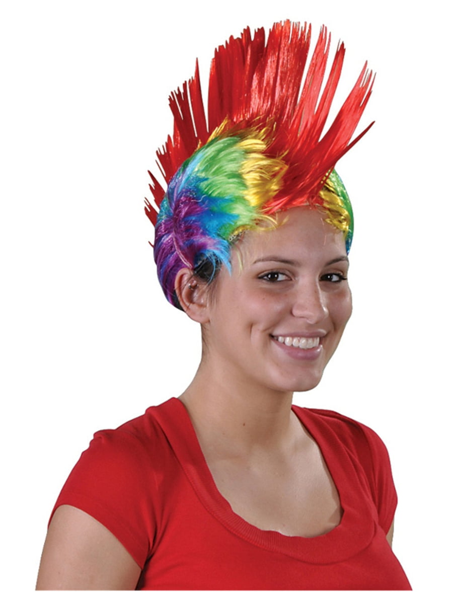 Rhode Island Novelty Adult Rainbow School and Team Spirit Mohawk Wig ...