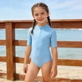 Bobifish Big Girls One Piece Rash Guard Swimsuit Solid Color Short ...