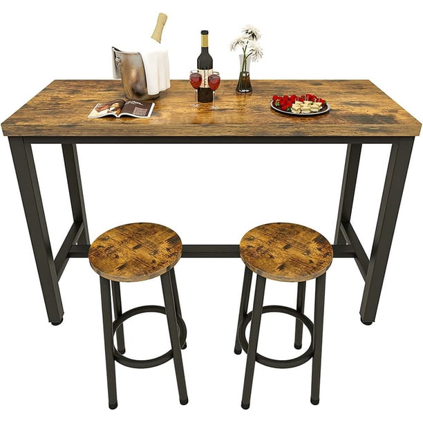 3 Piece Pub Dining Set, Modern Bar Table And Stools For 2 Kitchen ...