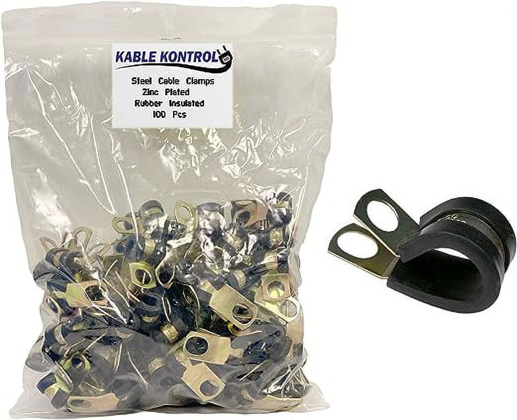 Steel Cable Clamps - 1" Dia - Rubber Insulated - Zinc Plated - 100 pcs ...
