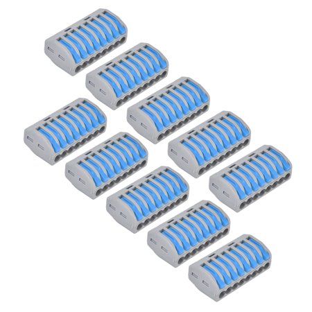 10pcs 5 Port Wire Conductor Connectors Terminal Block Compact Splicing ...