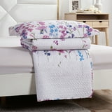 Jessy Home Floral Quilts Queen/Full Purple Lilac Flower Microfiber ...