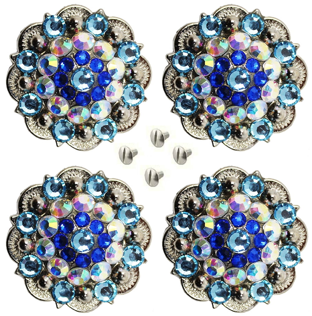4 Conchos Rhinestone Horse Saddle Western Berry Blue CO47 - Walmart.com
